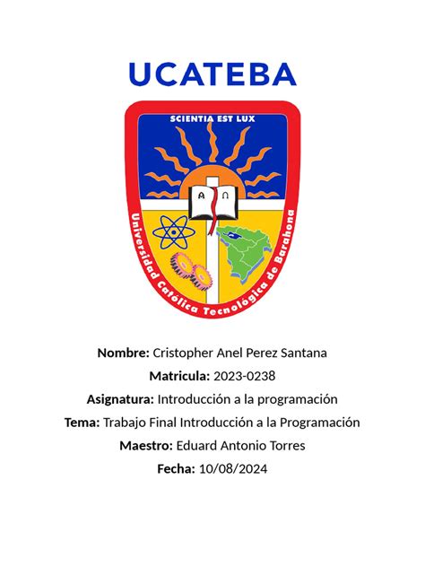 Trabajo Final De Introduccion A La Programacion Pdf Programa De