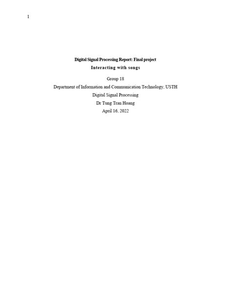 Digital Signal Processing Report Pdf Low Pass Filter Digital To Analog Converter