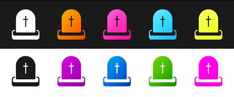 흑백 배경에 격리 된 아이콘에 기록 된 Rip와 삭제 표시를 설정합니다 무덤 아이콘입니다 해피 할로윈 파티 벡터 검은색에 대한 스톡 벡터 아트 및 기타 이미지 Istock