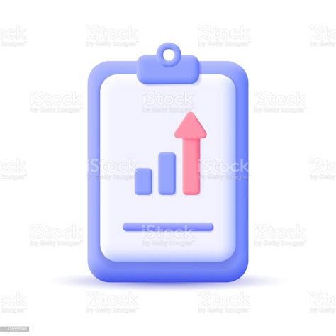 성장 차트 이익 성장 그래프 소득 투자 클립 보드 문서가 없습니다 현실적인 3d 디자인 플라스틱 만화 스타일 흰색 배경에 격리된 아이콘입니다 현대 벡터 그림입니다 3차원
