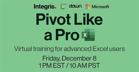 Pivot Like A Pro A Free Virtual Excel Training Session Integris