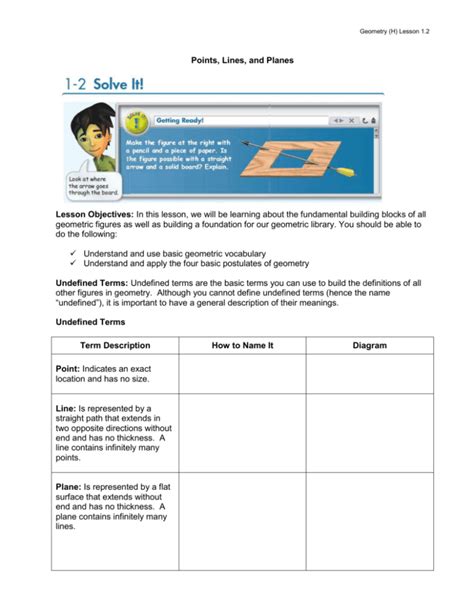 Geometry Points Lines And Planes Lesson