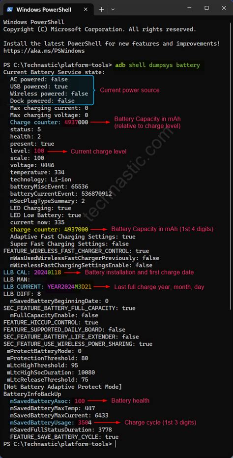 how to check battery health and status via adb android technastic