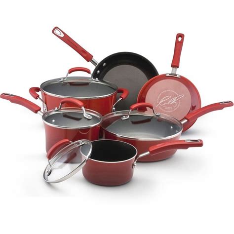 Rachael Ray Ii Red Porcelain Enamel Nonstick 10 Piece Cookware Set With 20 Mail In Rebate