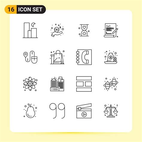 Universal Icon Symbols Group Of 16 Modern Outlines Of Web Coding Language Dollar Coding Hour