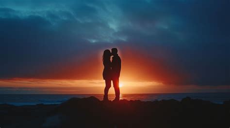 Premium Photo Couple Kissing At Sunset