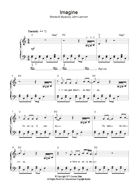 Imagine Por John Lennon Partituras Para Piano Fácil En Sheet Music Direct