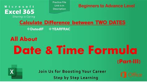 Date And Time Formulas And Function In Excel How To Calculate Difference Between Two Dates Part