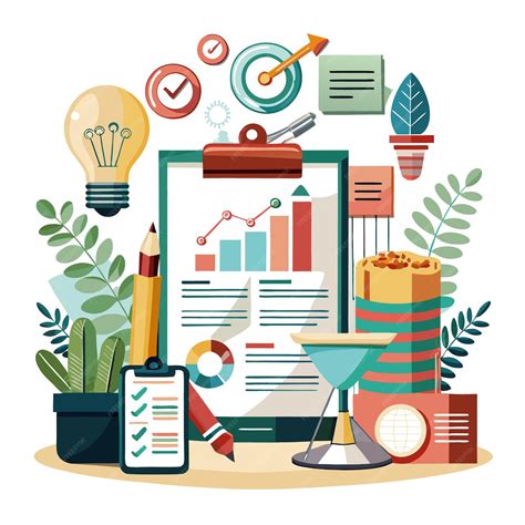 A Colorful Illustration Depicting Business Analytics And Planning Tools Premium Ai Generated