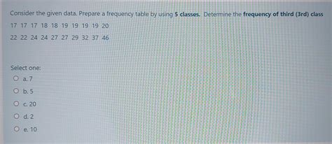 Solved Consider The Given Data Prepare A Frequency Table By Chegg