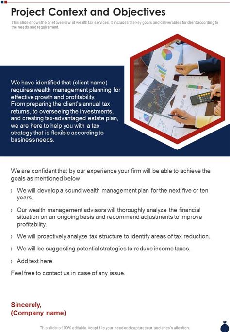 Wealth Tax Proposal Project Context And Objectives One Pager Sample