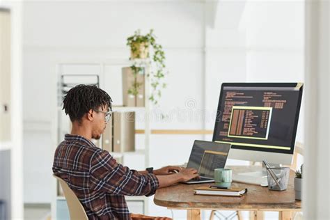 African American Student Writing Programming Code Stock Image Image