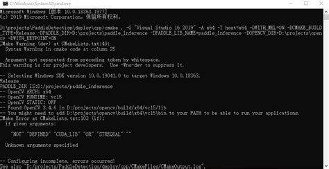PaddleDetection的C 部署报错CMake Error at CMakeLists txt 103 if