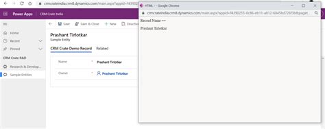 dynamics 365 open a html web resource and pass form data using