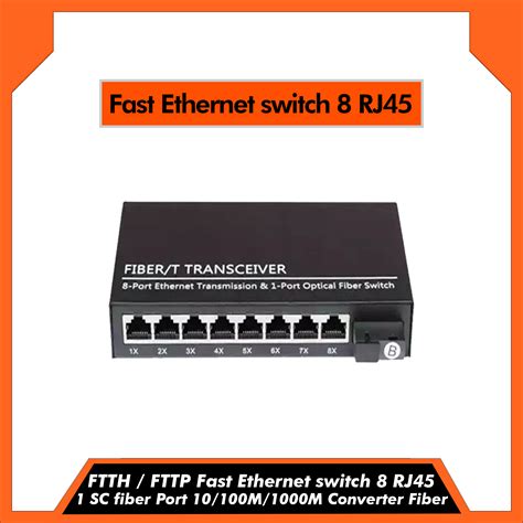 Fast Ethernet Switch RJ SC Fiber Port M M Converter Fiber Optical Media