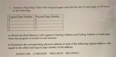 solved 1 assume a page map table with 4 logical pages such