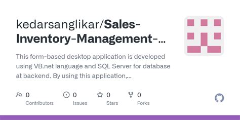 GitHub Kedarsanglikar Sales Inventory Management System This Form Based Desktop Application