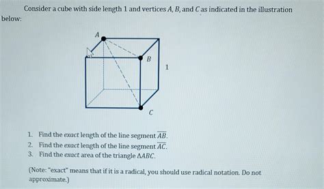 Solved Consider A Cube With Side Length 1 And Vertices A B Chegg Com