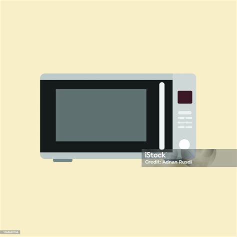 주방 용품 전자 레인지 플랫 아이콘 현대 마이크로 파 벡터의 평면 그림 타이머와 버튼으로 요리 가열 및 해동 음식을 가정용 가전 제품 전자레인지에 대한 스톡 벡터 아트 및
