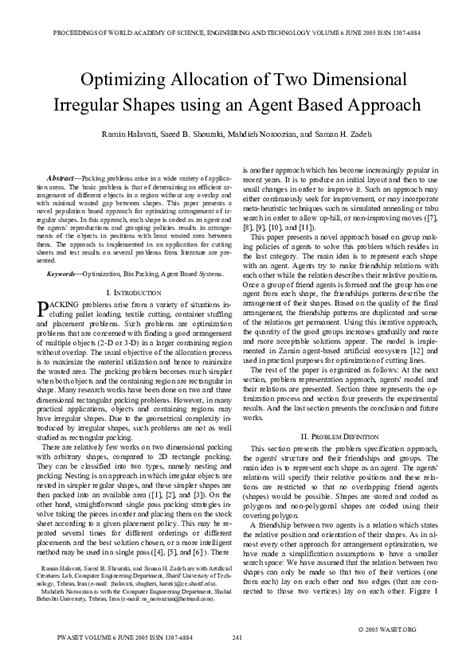 Pdf Optimizing Allocation Of Two Dimensional Irregular Shapes Using An Agent Based Approach