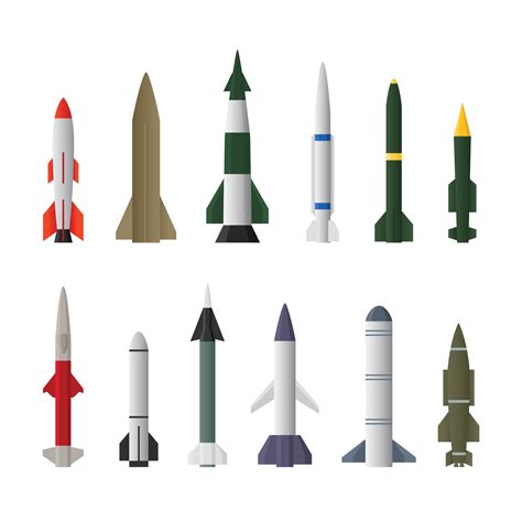 Rocket Aircraft Missiles In Different Types Isolated On A White