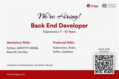 Inapp Backenddeveloper Pythonjobs Hiringnow Softwarejobs Techcareers Remotejobs