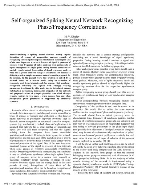 pdf self organized spiking neural network recognizing phase frequency