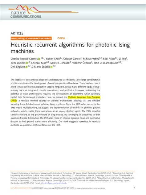 Heuristic Recurrent Algorithms For Photonic Ising Machines Pdf