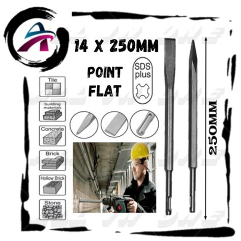Ready Stock Mm X Mm SDS Plus Flat Chisel Point Chisel For Electric Rotary Demolition