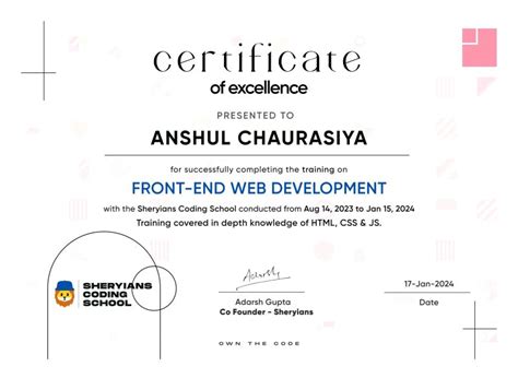 Anshul Chourasiya On Linkedin Sheryianscodingschool Frontenddeveloper
