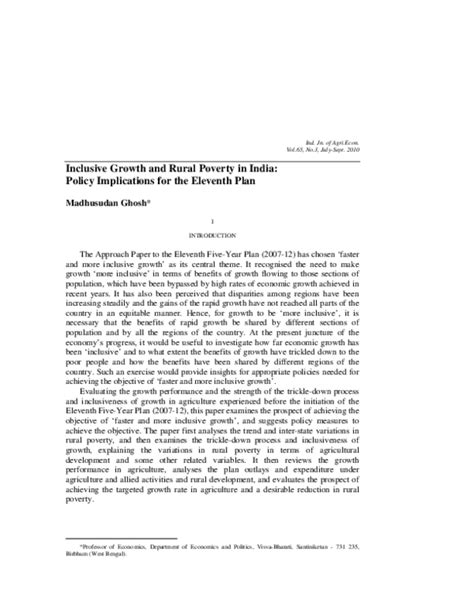 Pdf Inclusive Growth And Rural Poverty In India Policy Implications