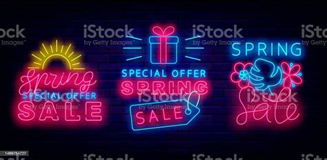 봄 판매 네온 배지 컬렉션입니다 열대 잎과 꽃입니다 일몰과 현재 벡터 스톡 일러스트 3월에 대한 스톡 벡터 아트 및 기타 이미지 3월 4월 5월 Istock