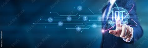 iot businessman touches smart devices connected through the internet