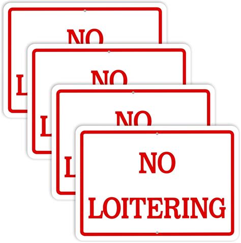Barydat 4 Pack No Loitering Sign Aluminum Reflective Sign 7