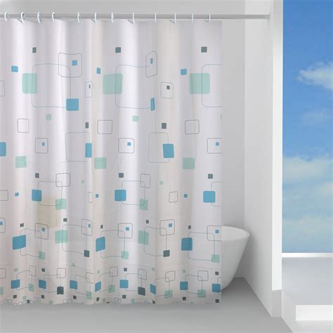 Cortina De Ducha En Peva 180x200 Cm Modelo Esquema De Gedy Celeste Y