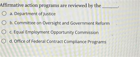Solved Affirmative Action Programs Are Reviewed By Thea