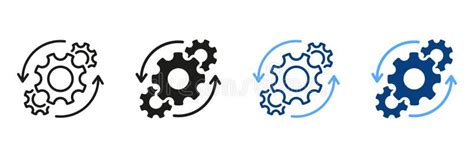 Workflow Cog Wheel Symbol Pictogram Circle Gear Work Progress Line And