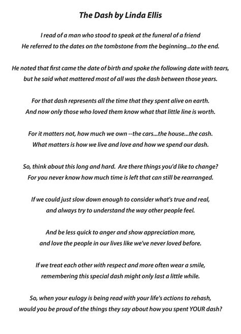 The Dash By Linda Ellis Poem Missing You Bereavement Rainbow Heaven