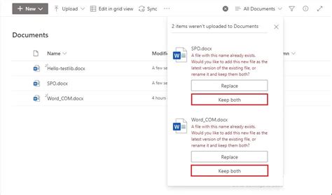 Sharepoint 365 Online Document Library Stop Upload Button Overwriting Existing Files
