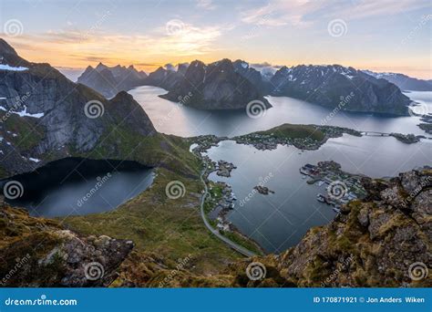 From Top Of The Famous Reinebringen Overlooking The City Of Reine In