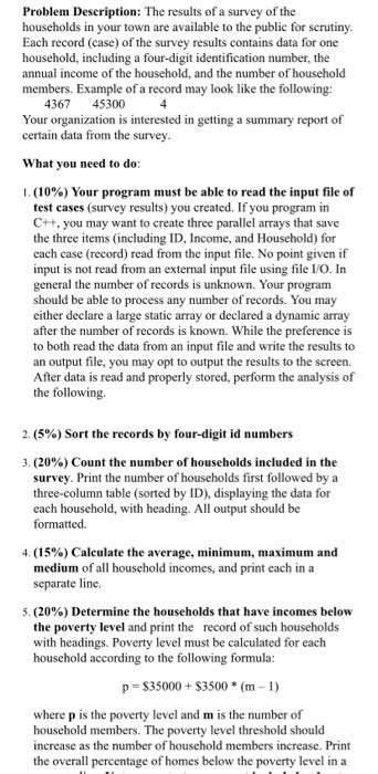 Solved Problem Description The Results Of A Survey Of The
