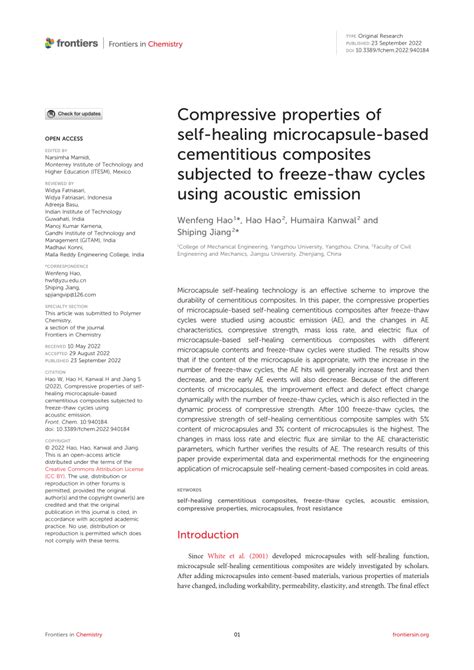 Pdf Compressive Properties Of Self Healing Microcapsule Based Cementitious Composites