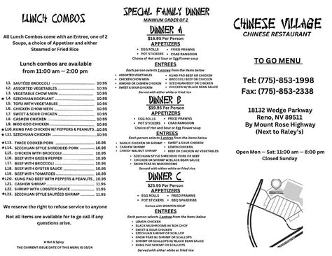 Chinese Village Restaurant Reno Menu Prices And Restaurant Reviews
