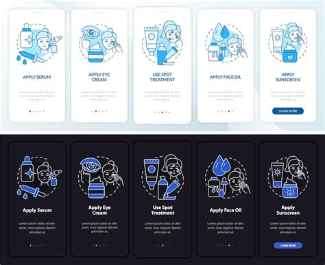 Premium Vector Skincare Routine Night And Day Mode Onboarding Mobile App Screen Health