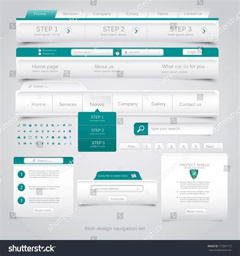 Web Design Navigation Set Vector Stock Vector 112567172 Shutterstock