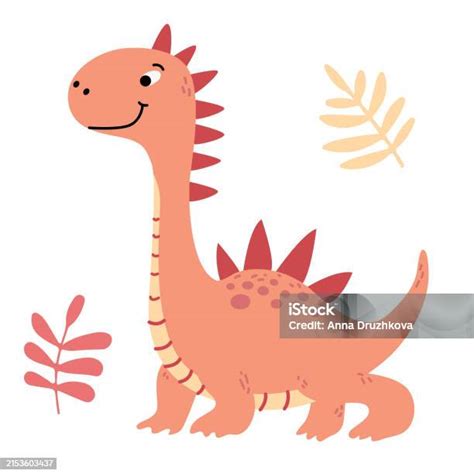 평평한 벡터 스타일에 있는 귀여운 공룡의 매력적인 그림입니다 친근하고 장난기 넘치는 디자인은 아동 도서 티셔츠 보육원 장식