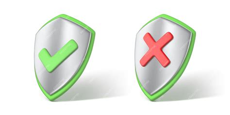 Premium Vector Correct And Incorrect Sign On 3d Shield Icon Right And Wrong Marks Green Tick