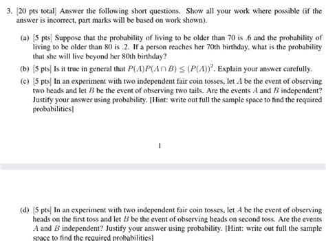 3 [ 20pts Total] Answer The Following Short