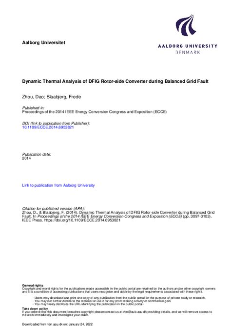 Pdf Dynamic Thermal Analysis Of Dfig Rotor Side Converter During