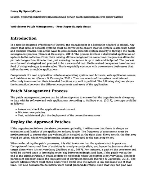 📌 Web Server Patch Management Free Paper Sample